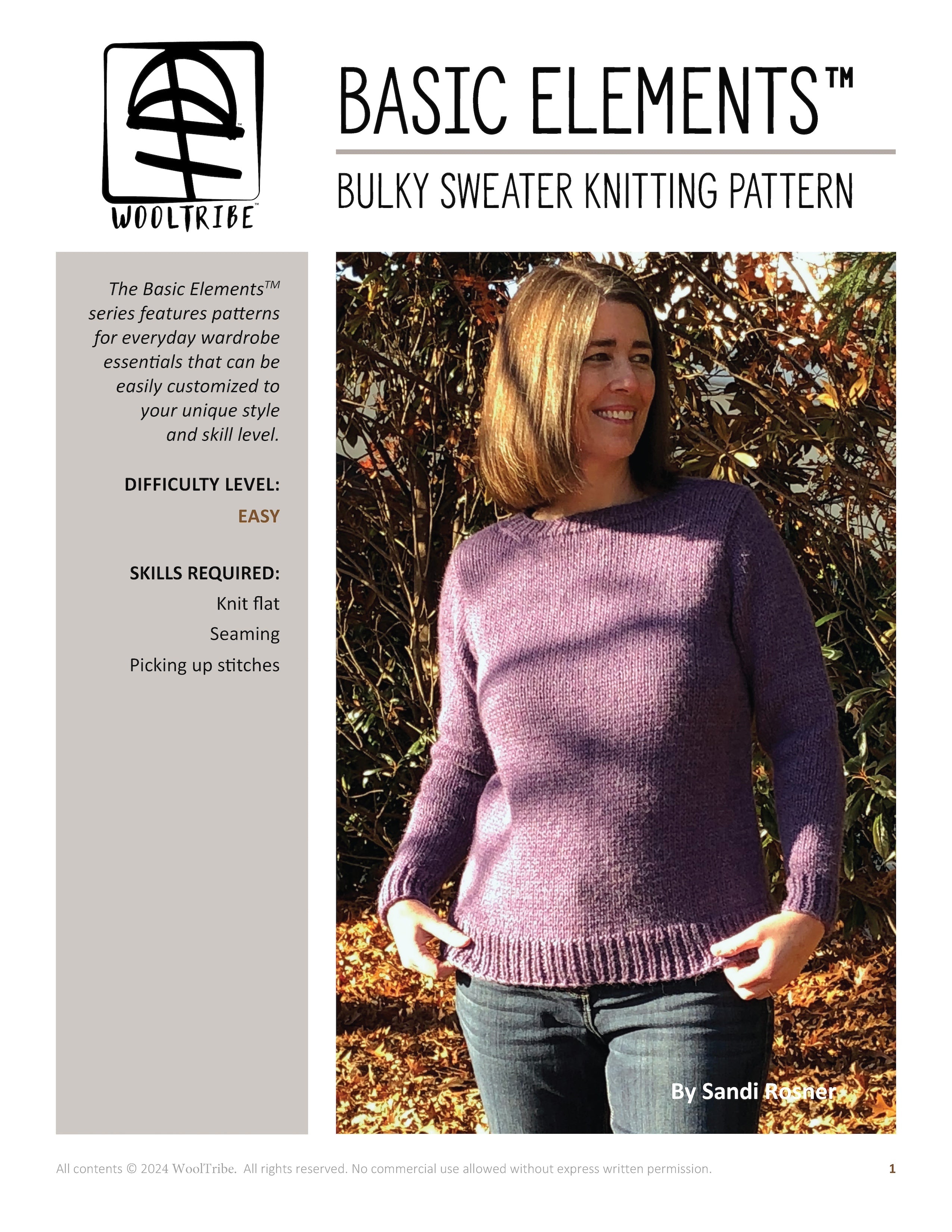 Basic Elements™ Bulky Pullover Sweater Knitting Pattern by WoolTribe ...